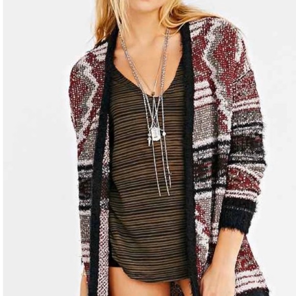 Ecote | Sweaters | Uo Ecote Black Wine Cabin Fever Aztec Fuzzy Cardigan ...
